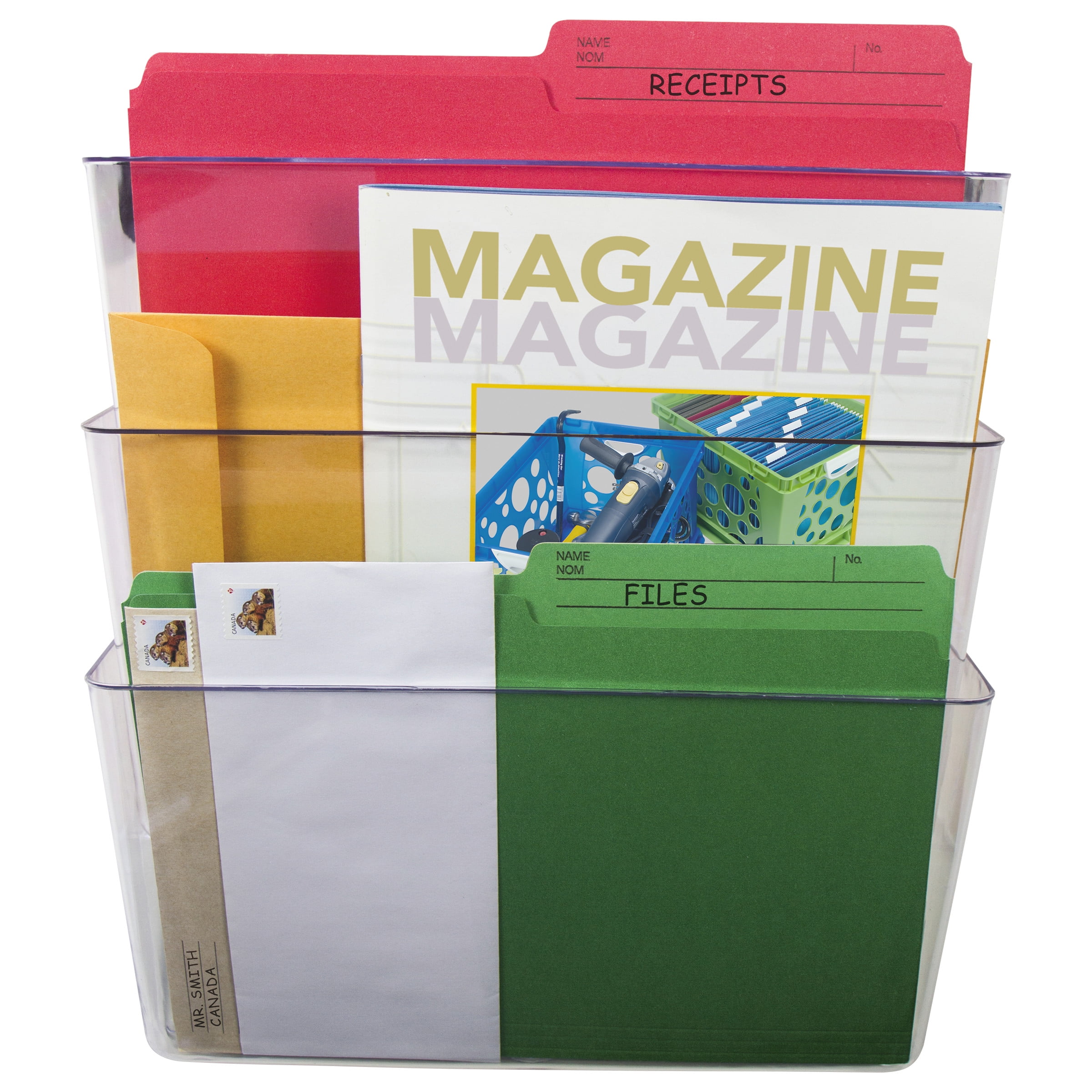 Wall File, Letter, 13 X 14, Three Pocket, Clear | Bundle of 5 Packs ...