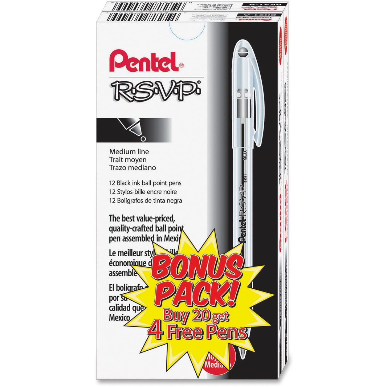 Pentel R.S.V.P. Ballpoint Stick Pens, 24 / Pack (Quantity) - Walmart.com