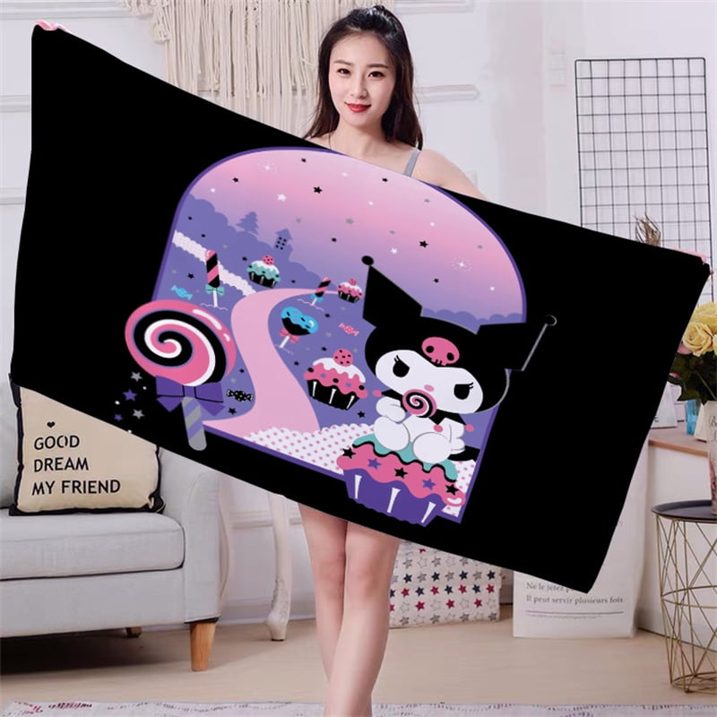 Sanrio-Toalla de baño de microfibra con dibujos animados Kuromi Hello ...