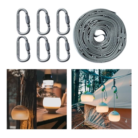 Camping Lanyard Rope Lantern Campsite Storage Strap with 6 Hooks for ...