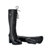 Dream Apparel Women's Motorcycle Riding Booties, Knee High, Lace Up, PU ...