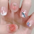 Hand-worn nail art patch patch short rainbow peach nail sticker little ...