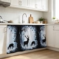 Blue Black Moose Cabinet Curtains for Shelves, Silhouettes Forest ...