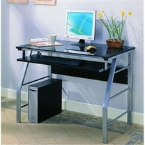 Monarch Computer Desk 48"L / Dark Taupe / Silver Metal - Walmart.com