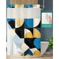 No Hook Shower Curtain Set with Snap in Liner, Blue Yellow Color Block ...
