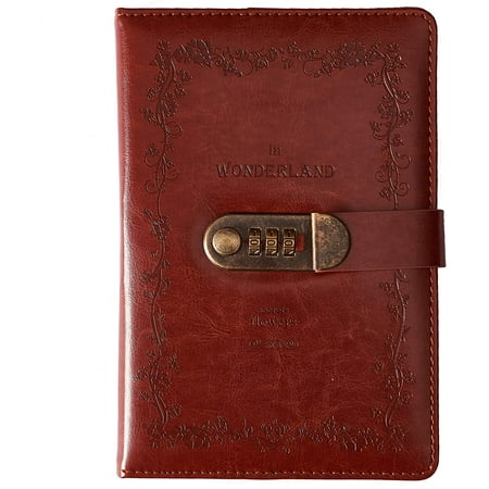Vintage PU Leather Diary with Combination Lock(Floral Pattern), A5 ...