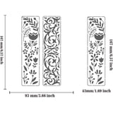 Vines Flowers Bookmark Stainless Steel Stencils 7x4 inch Flowers Leaves ...