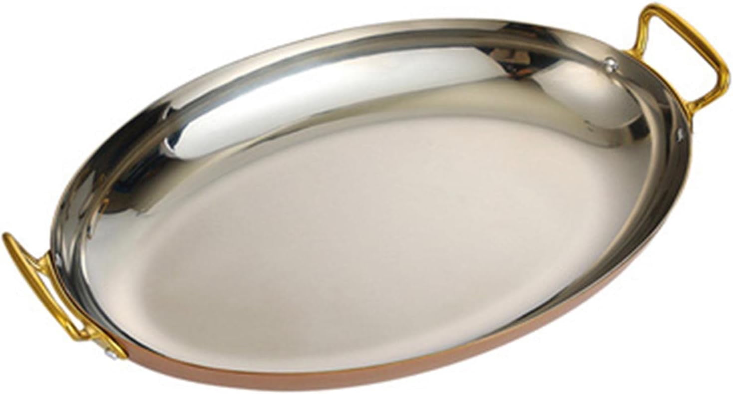 Oval Spanish Paella Pan with Dual Handles, 304 Stainless Steel Seafood ...