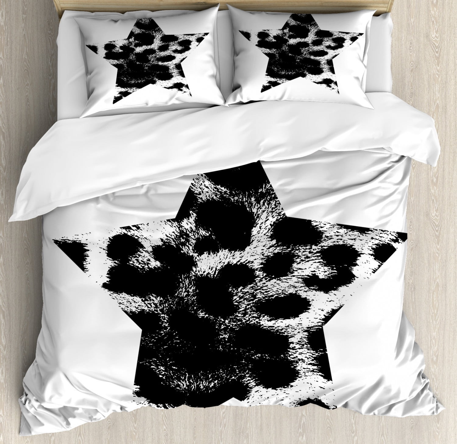 Leopard Print Queen Size Duvet Cover Set Star With Leopard Texture