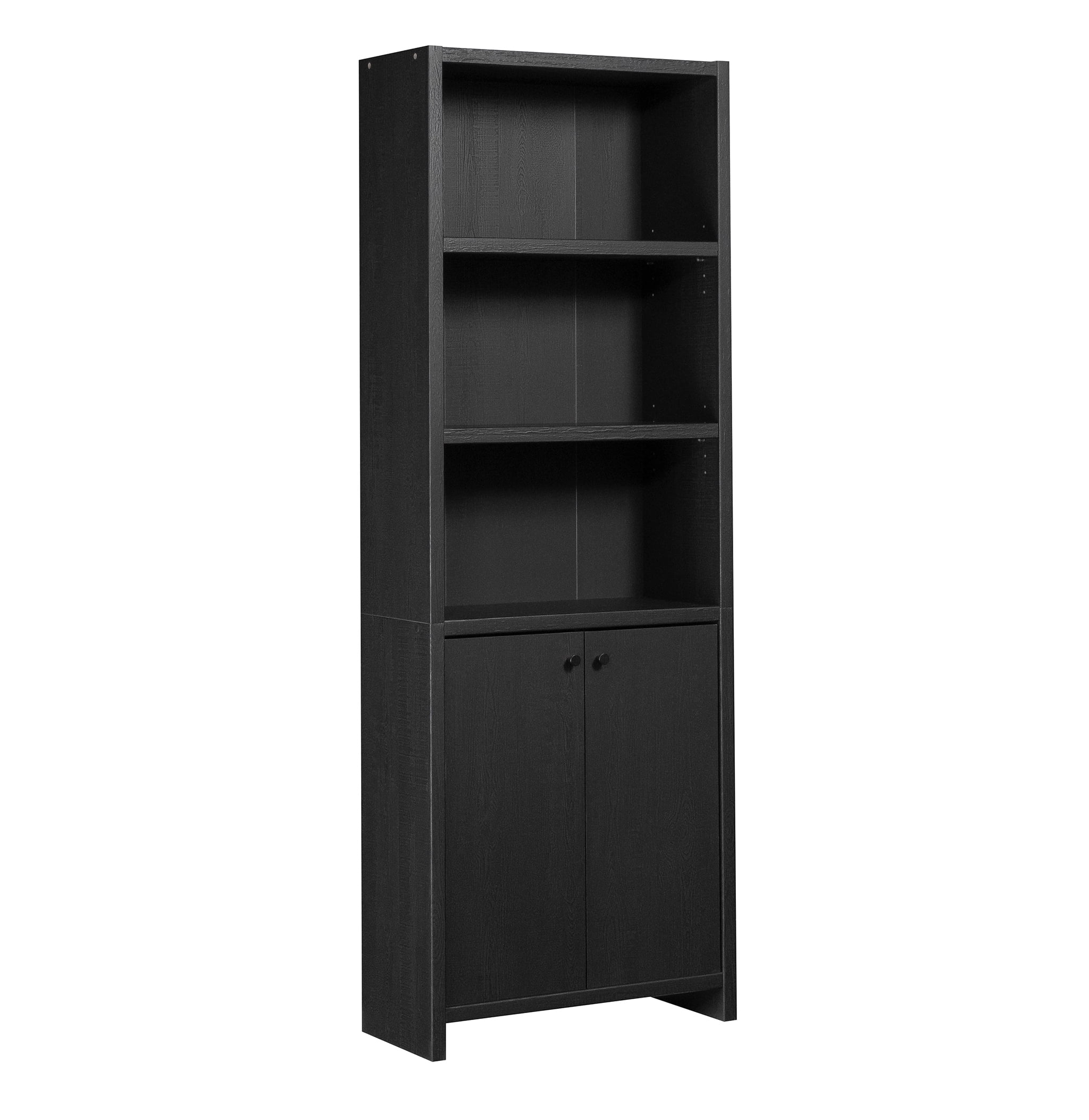 Mainstays Westley 5 Shelf Bookcase with Doors Black Finish Walmart