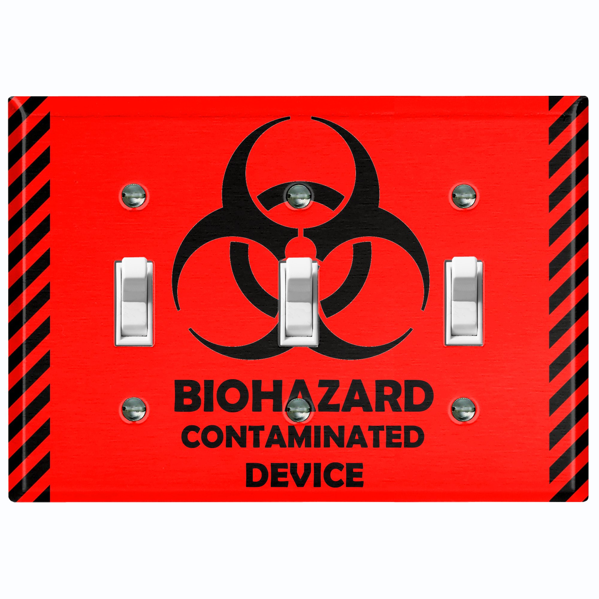 Metal Light Switch Plate Cover Red Contaminated Biohazard Sign SGN001 ...
