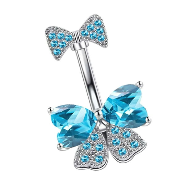 Belly Button Dangle, Navel Bow Curved Long Bar Fashion Body Piercing ...
