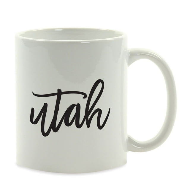 Koyal Wholesale Black Calligraphy Utah US State Ceramic Coffee Mug ...