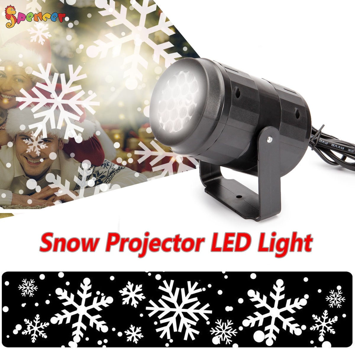Spencer Christmas Lights Snowflakes Projector Led Snowfall Show Outdoor ...