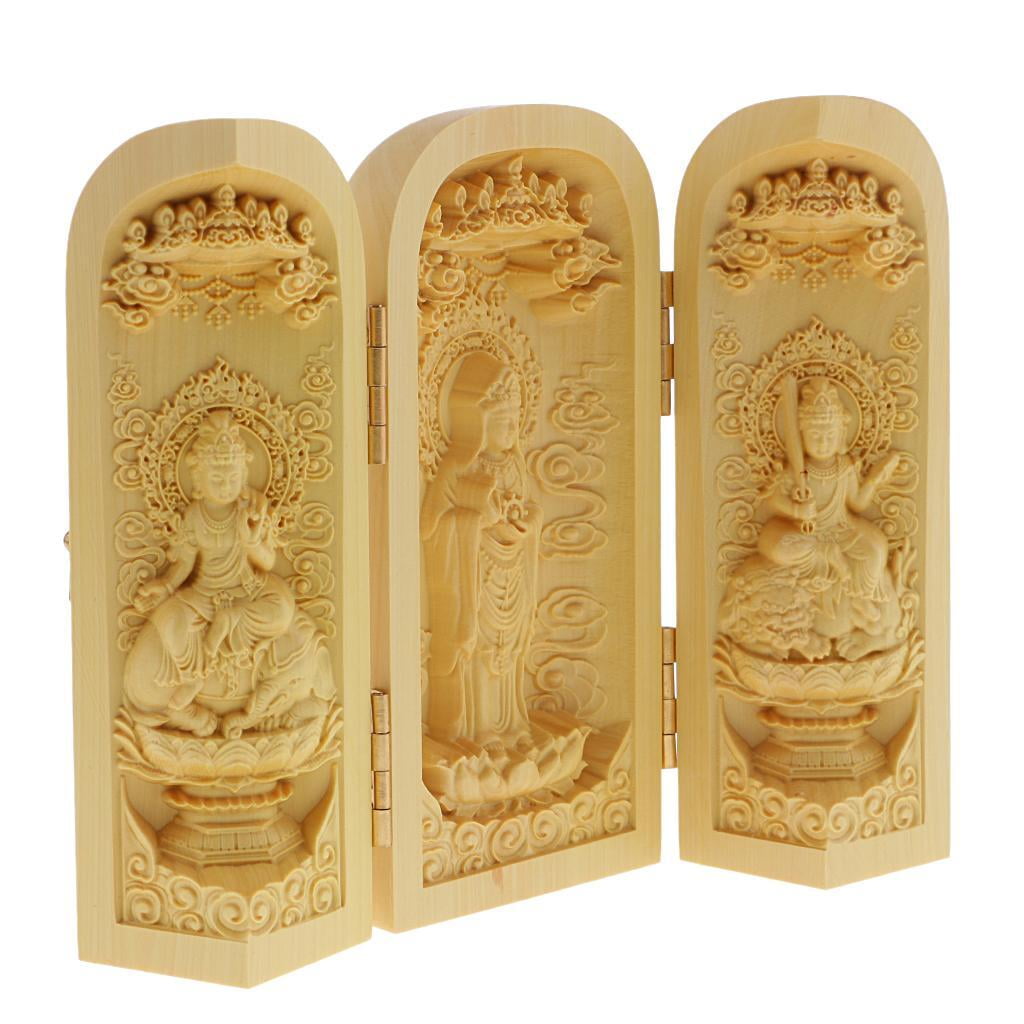 Billuyoard Buddha Statue Carved Locker Box Sculpture of Boxwood Made ...