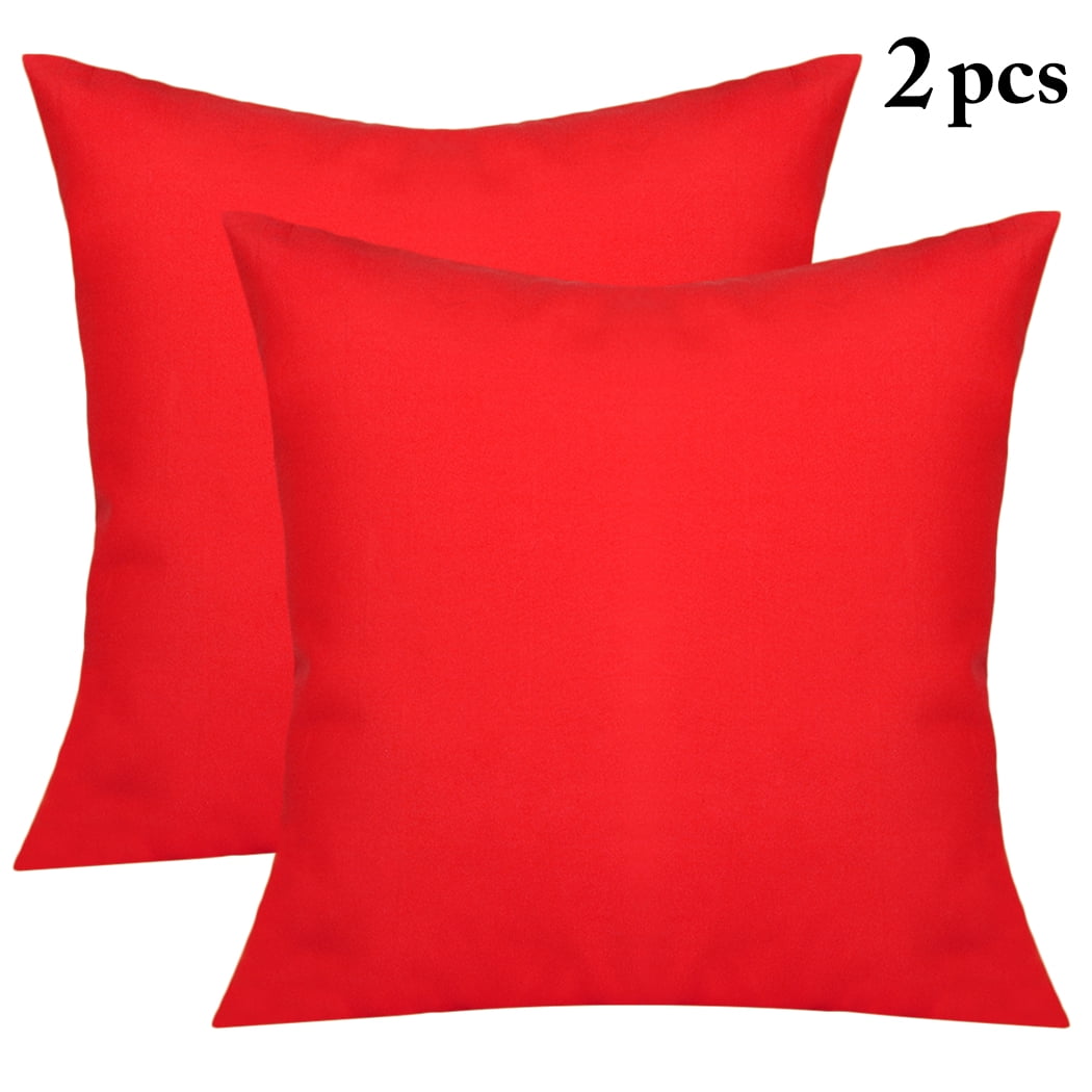 2Pcs Decorative Solid Color Throw Pillow Simple Square Covers Cushion ...