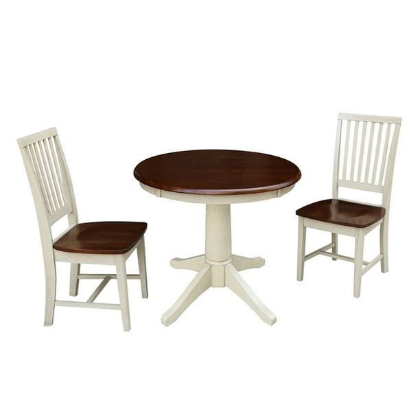 36" Round Dining Table and 2 Mission Chairs - Almond/Espresso - 3 Piece ...