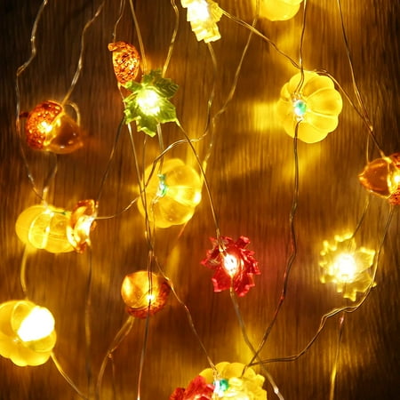 2 Pack 30Led 10Ft 3D Pumpkin Maples Acorns Fall Decor String Light for ...