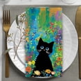 Black Cat Floral Kitchen Dish Towels Set of 2, Spring Summer Colorful ...