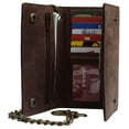 Men's Tri-fold Brown Leather Chain Wallet Motorcycle Rider Trucker ...