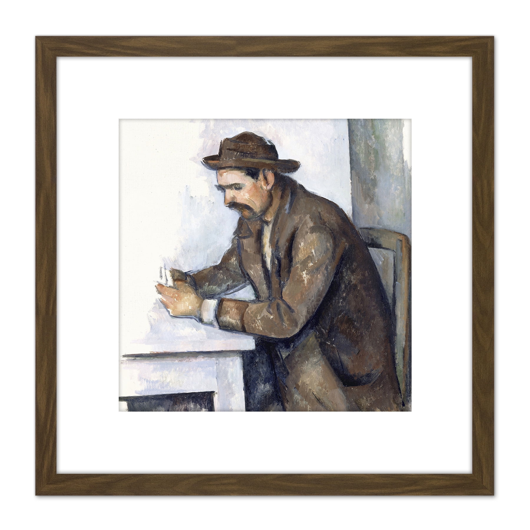 Paul Cezanne The Cardplayer Painting 8X8 Inch Square Wooden Framed Wall ...