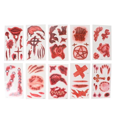 Loewten Scar Tattoos, Fake Bloody Wound Scar Face Stickers For Cosplay ...