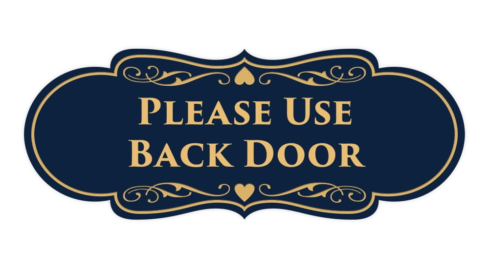 Signs ByLITA Designer Please Use Back Door Sign (Navy Blue/Gold ...