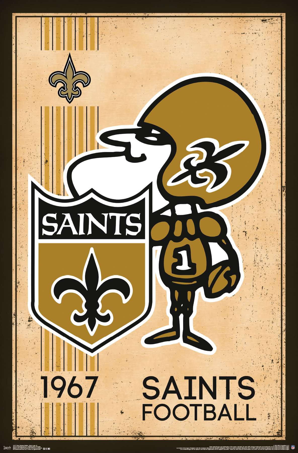 NFL New Orleans Saints - Retro Logo 14 Wall Poster, 22.375" x 34 ...