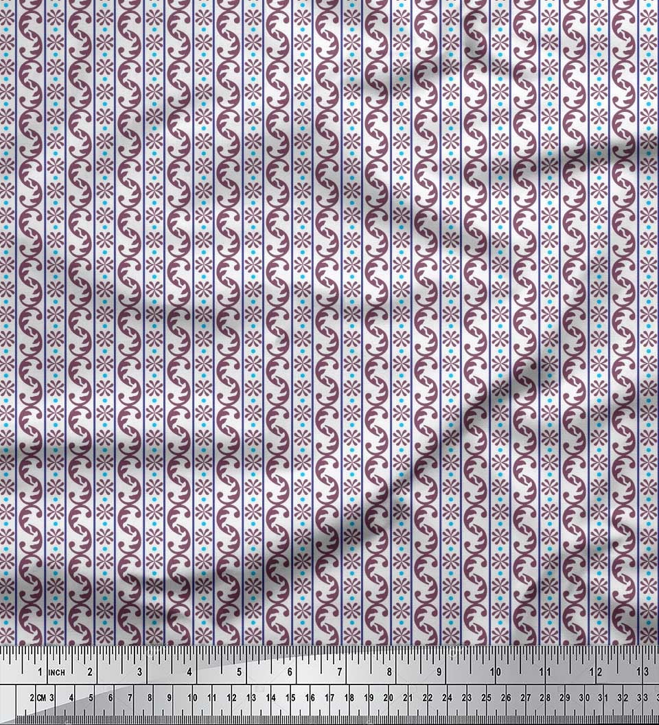 Soimoi Cotton Voile Fabric Dot,Stripe & Swirl Small Print Fabric by The ...