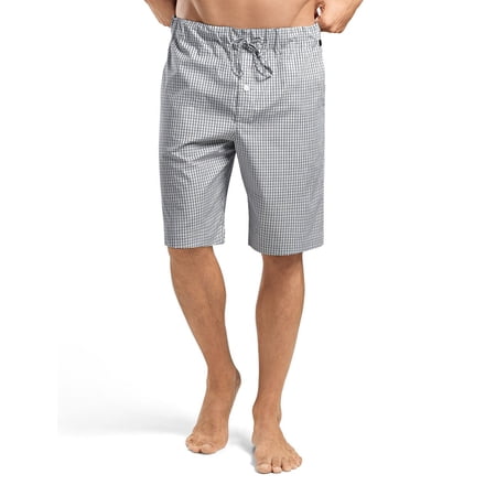 HANRO Men's Night and Day Short Woven Pant, Shaded Check, Large ...