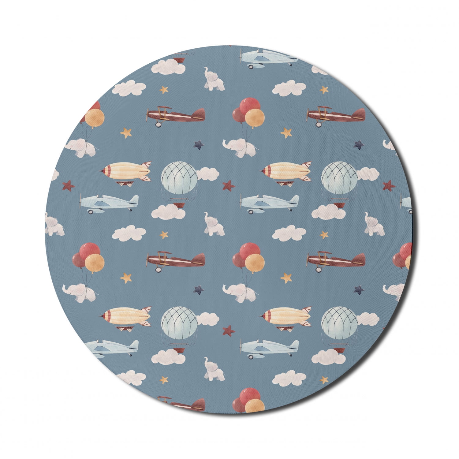 Cartoon Mouse Pad for Computers, Vintage Plane Balloons Zeppelin Clouds ...