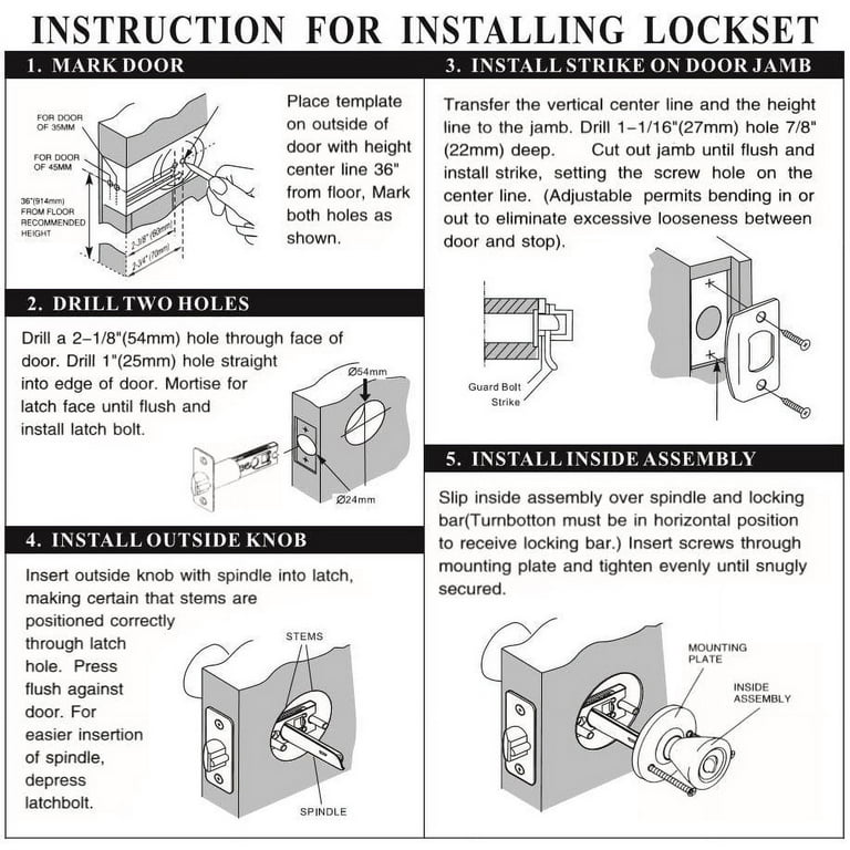 Square Door Knobs 5\" Backset Latch Keyed Entry Door Knob With Lock And ...