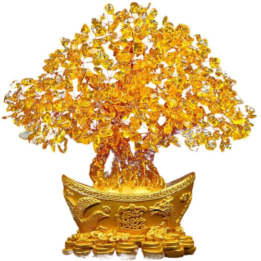MAFNIO Feng Shui Crystal Money Tree, Natural Citrine Yellow Crystal ...
