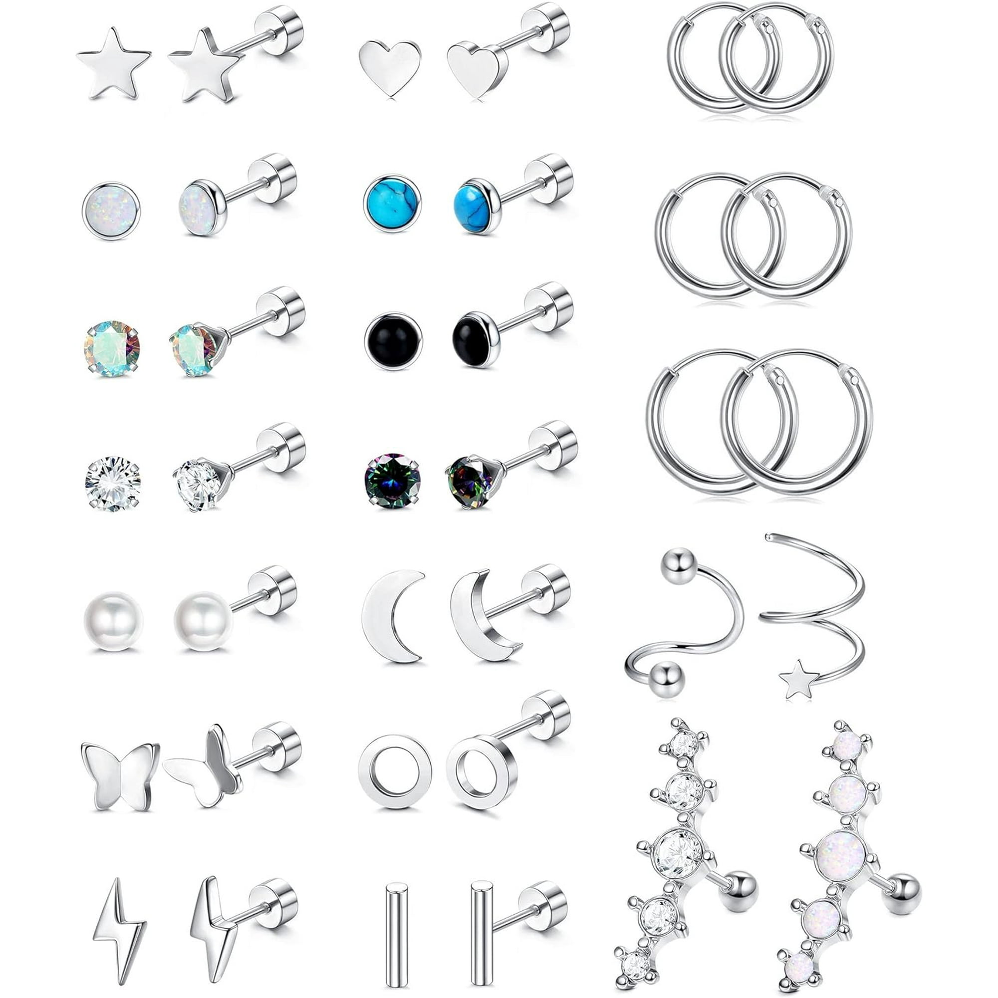 Click here for Surjde 19pairs Surgical Steel Flat Back Stud Earri... prices