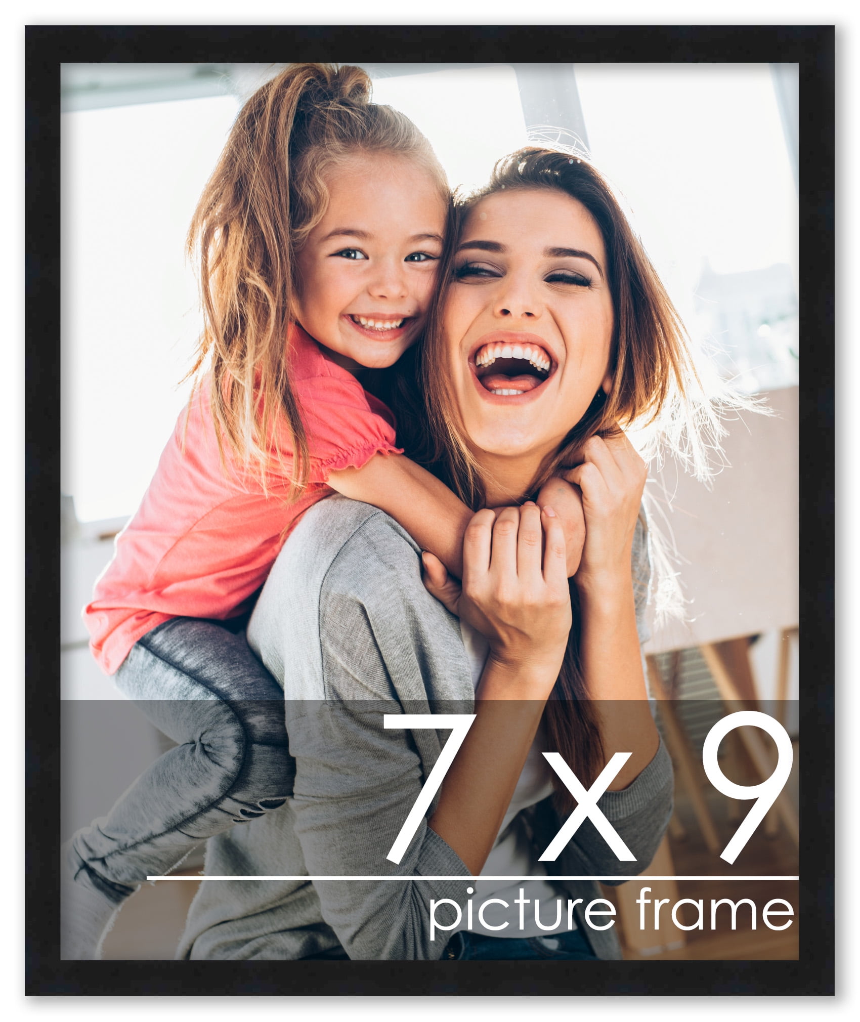 7x9 Contemporary Black Wood Picture Frame - UV Acrylic, Foam Board ...