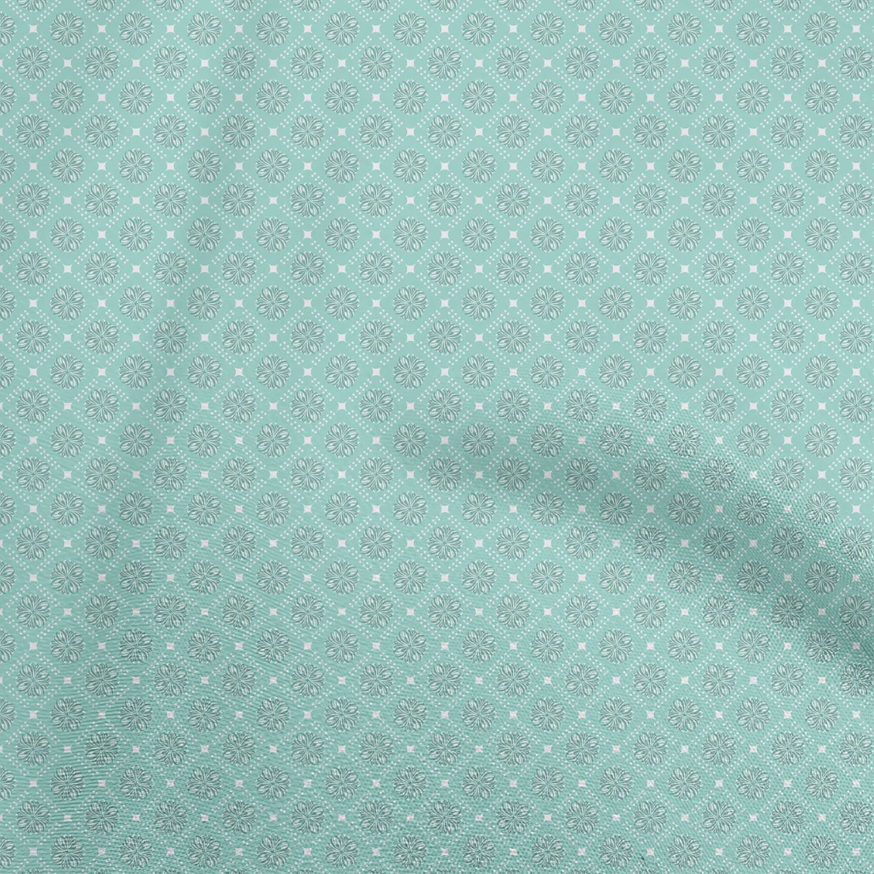 oneOone Velvet Mint Green Fabric Asian Floral Ornamental Diy Clothing ...