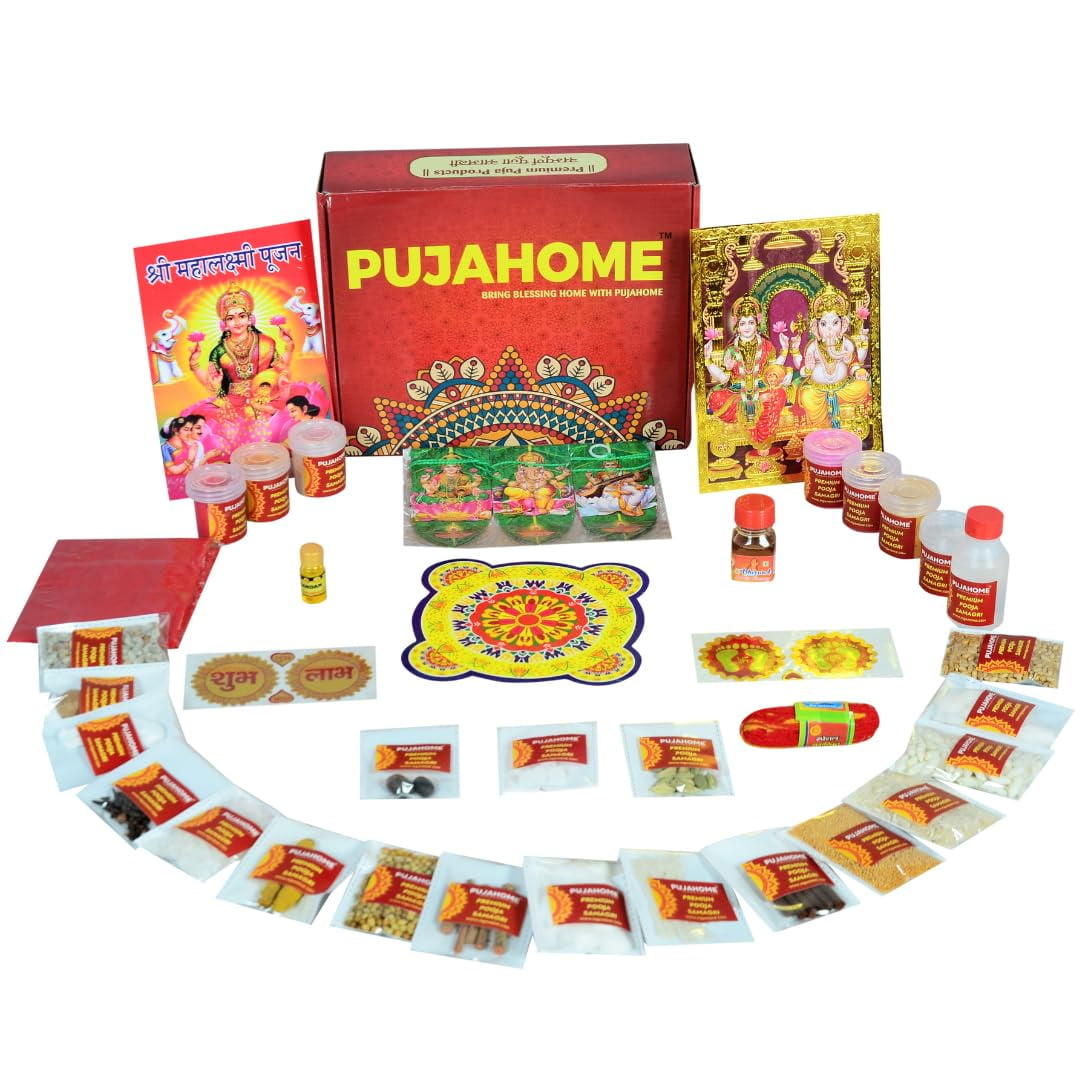 Diwali Pooja Samagri Kit (38+ Items) with Detailed Puja Vidh | Walmart ...