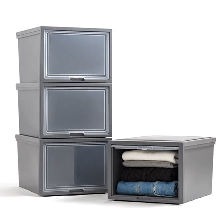 IRIS USA 42 Qt. Stackable Storage System for Clothes, Large, 4 Pack ...