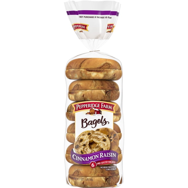 Pepperidge Farm Cinnamon Raisin Bagels, 6-pack, 21 oz. Bag - Walmart.com