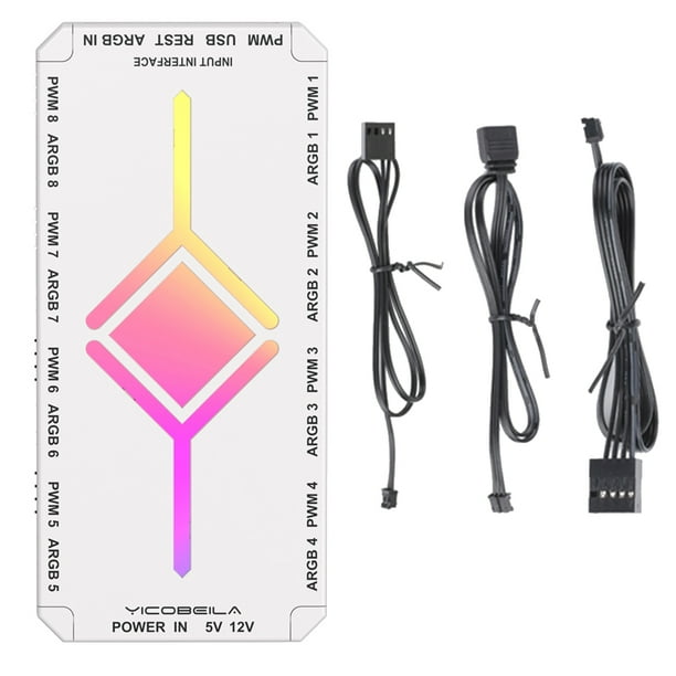 Fan Y Argb Hub PWM Fan/Argb Ilumining Argb/PWM Controller 5V 3PIN 4pin SUPERACIÓN SATA para PC ...