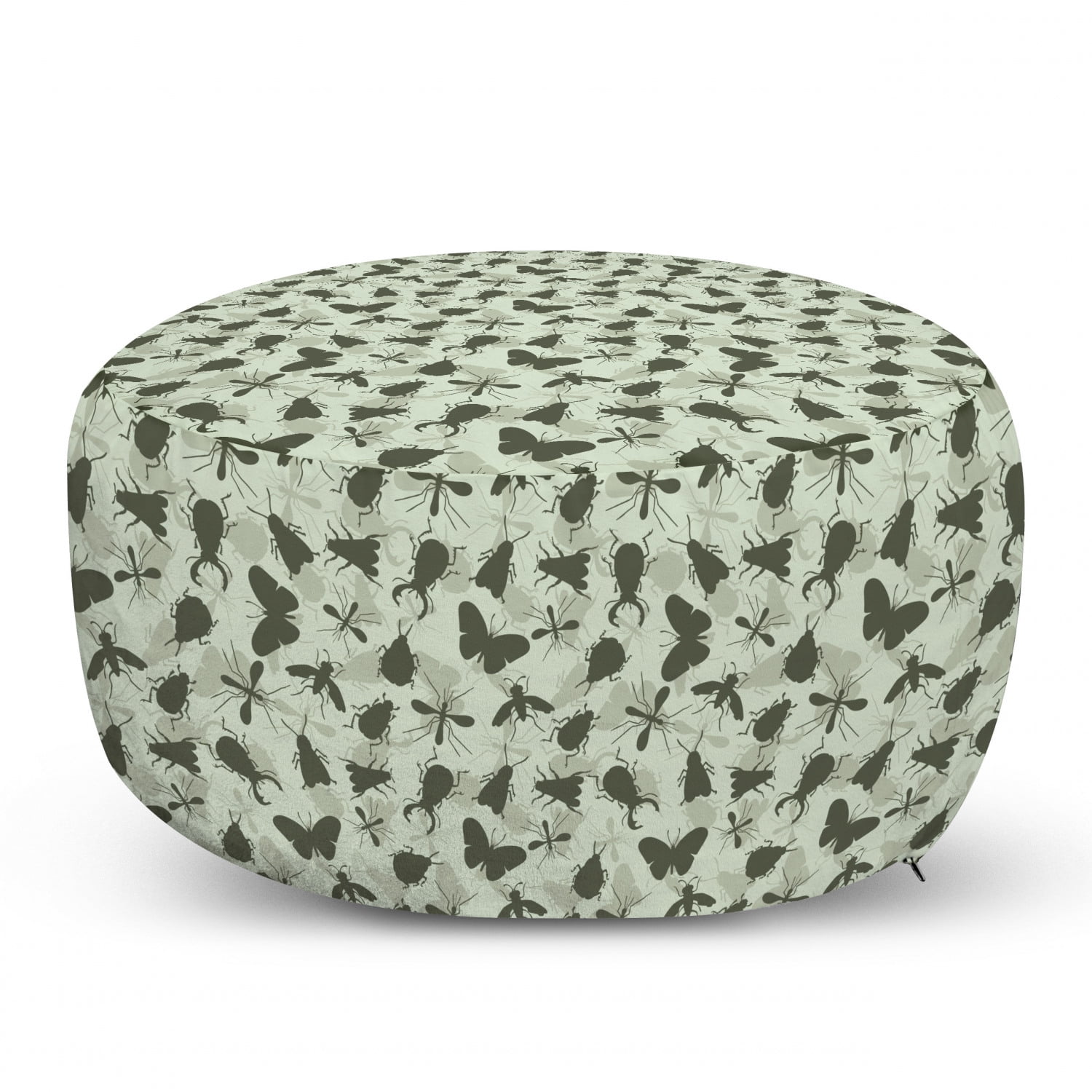 Animal Pouf Cover with Zipper, Little Bugs Beetles Ants Dark ...