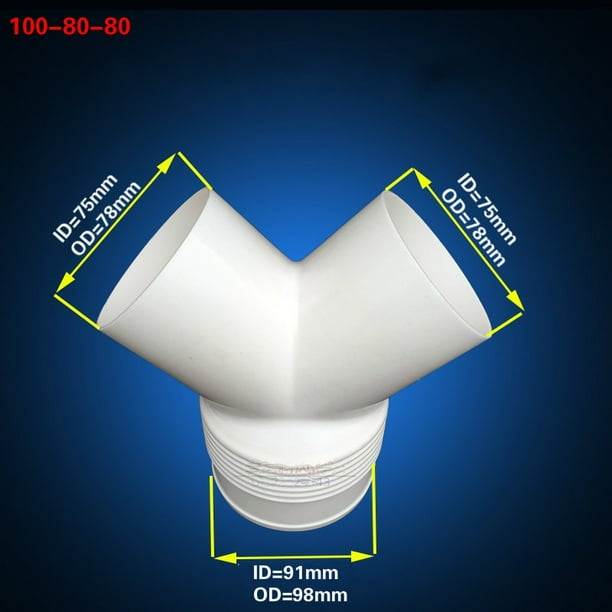 100-80-80mm Three Way Coupler Duct Fan Connector Y Piece Ventilation ...