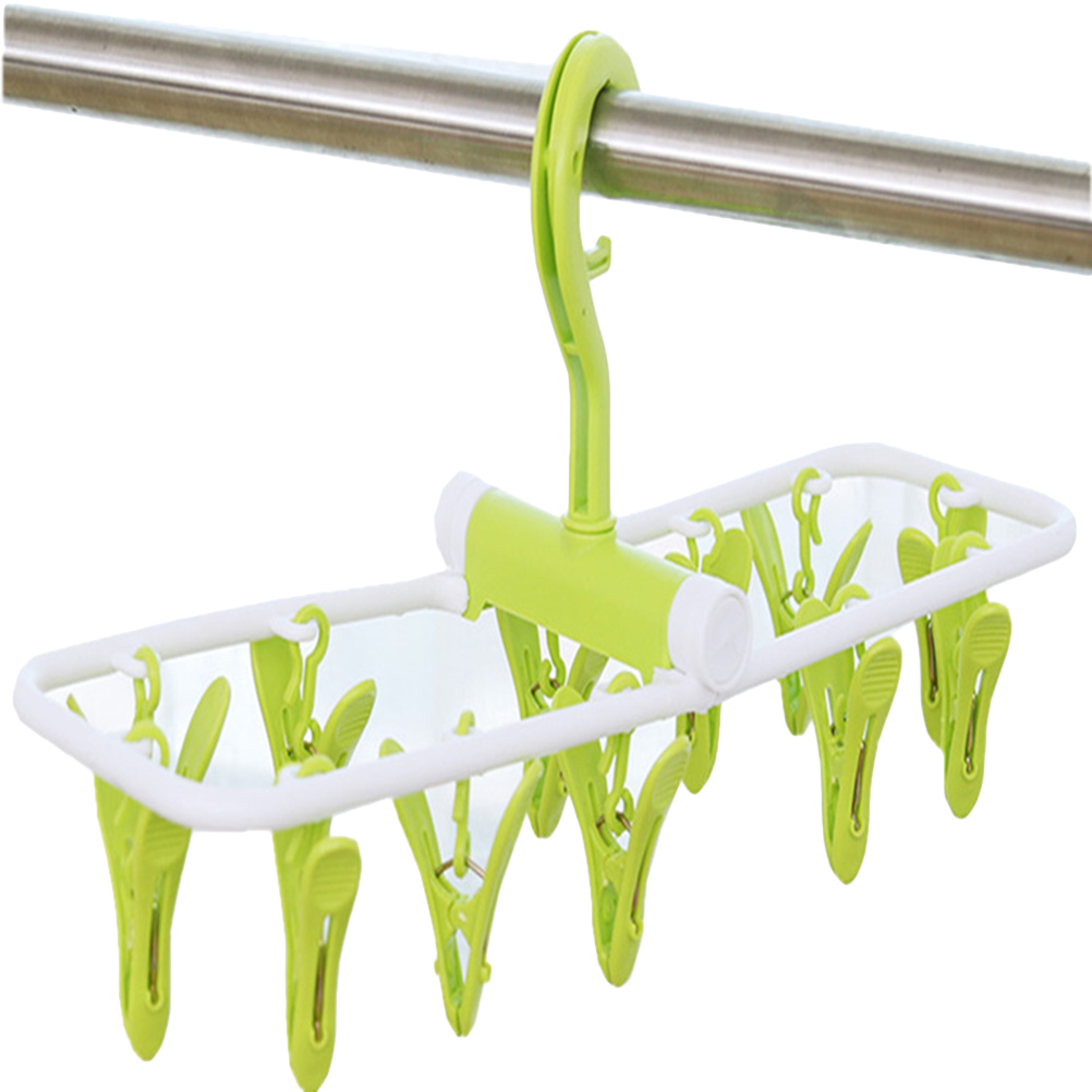 HOMEMAXS Foldable Clip and Drip Laundry Hanger with 12 Strong Pegs Clip ...