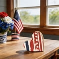 3.94x2.95x0.4In Heart Shaped Patriotic Wooden Decor 4th Of July Table ...