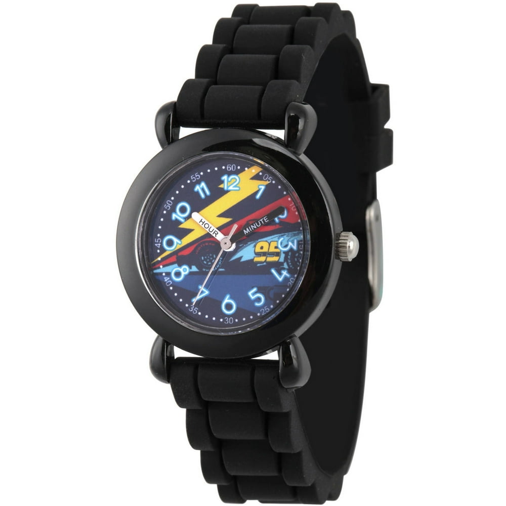 Disney - Disney Cars 3 Lightning McQueen Boys' Black Plastic Time ...