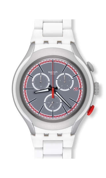Swatch WHITE ATTACK Aluminium Chronograph Mens Watch YYS4019AG ...