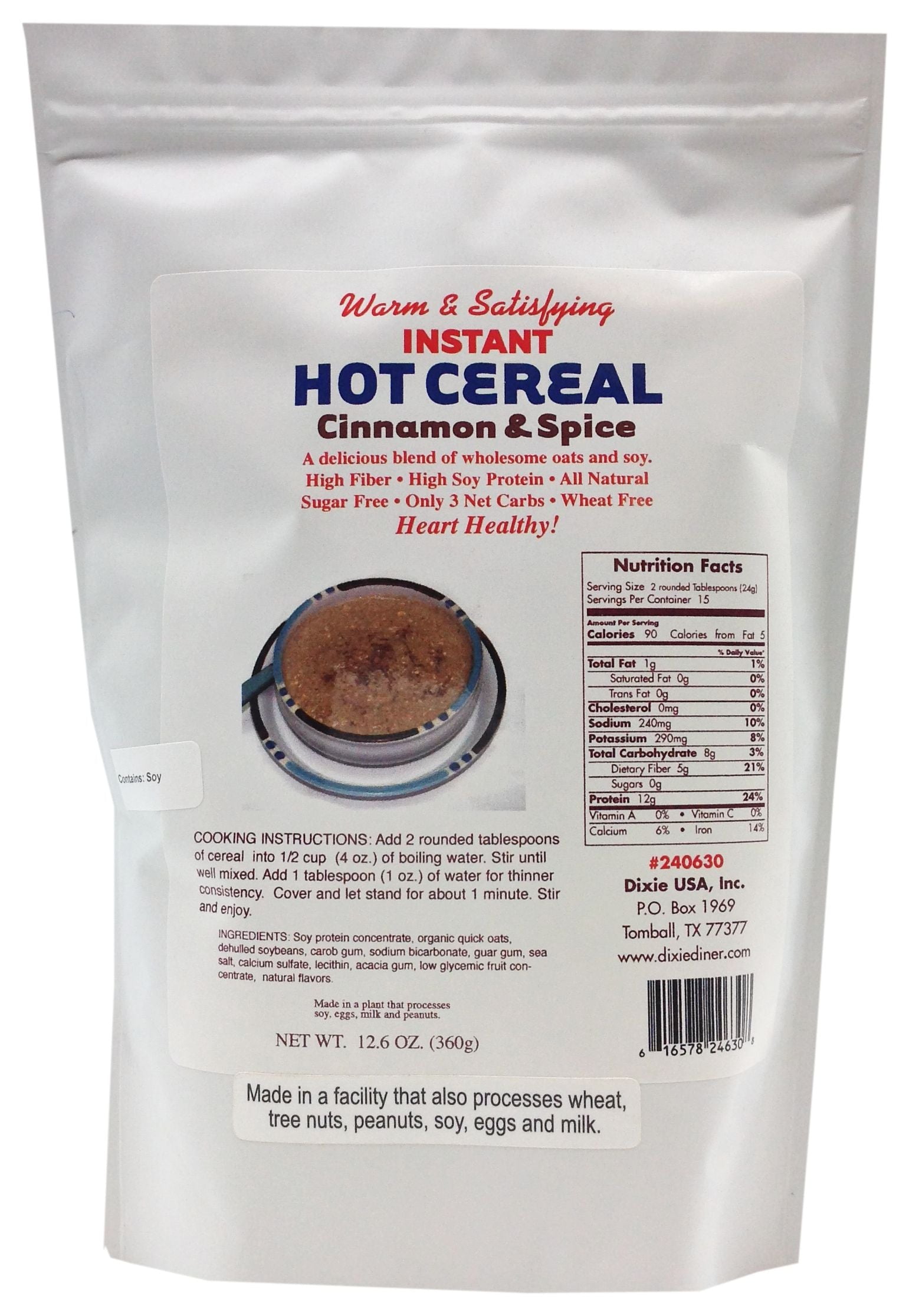Dixie USA Carb Counters Hot Cereal (12.6 oz.) Flavor: Cinnamon Spice ...
