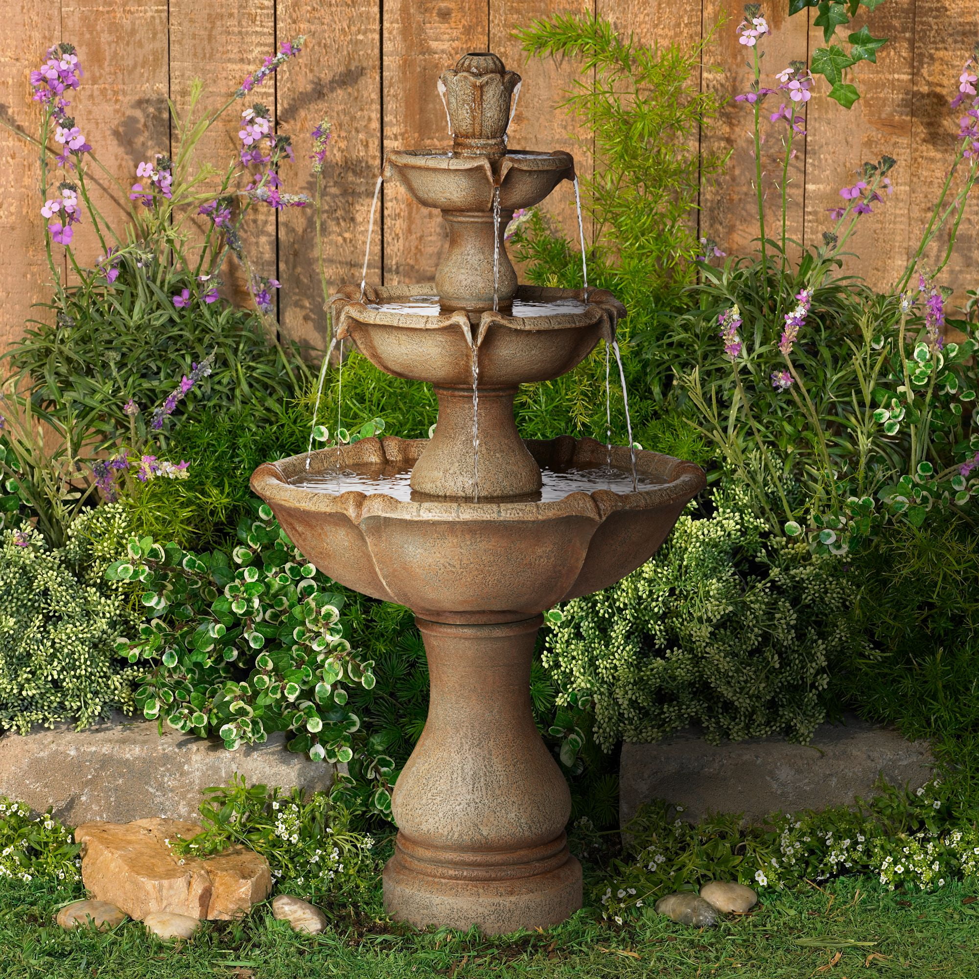 John Timberland Arosco Rustic 3 Tier Basin Outdoor Floor Water Fountain ...