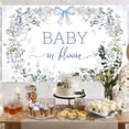 Baby in Bloom Backdrop for Boys Blue White Watercolor Floral Wildflower ...