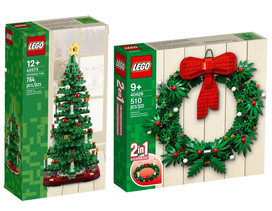 Lego Holiday Bundle, Christmas Tree (40573) and Wreath (40426), 2-in-1 ...